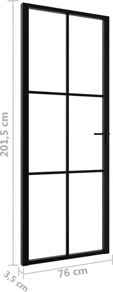 Interiérové dveře ESG sklo a hliník 76 x 201,5 cm černé 151202
