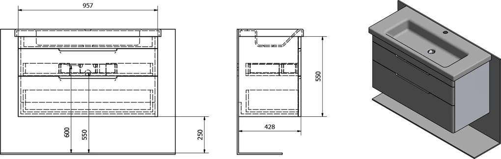 Sapho Ella 70100 umyvadlová skříňka 96 x 50 cm bílá