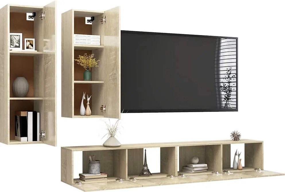 4dílný set TV skříněk dub sonoma kompozitní dřevo 3079048
