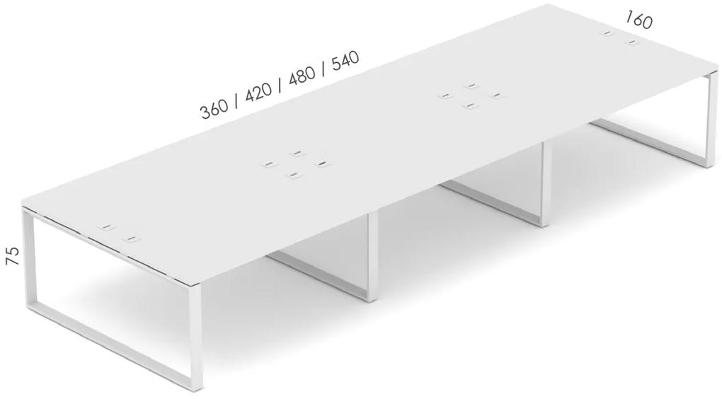 Kancelářský stůl EPIC (6.osoby), 360/420/480/540cm, kovová podnož O