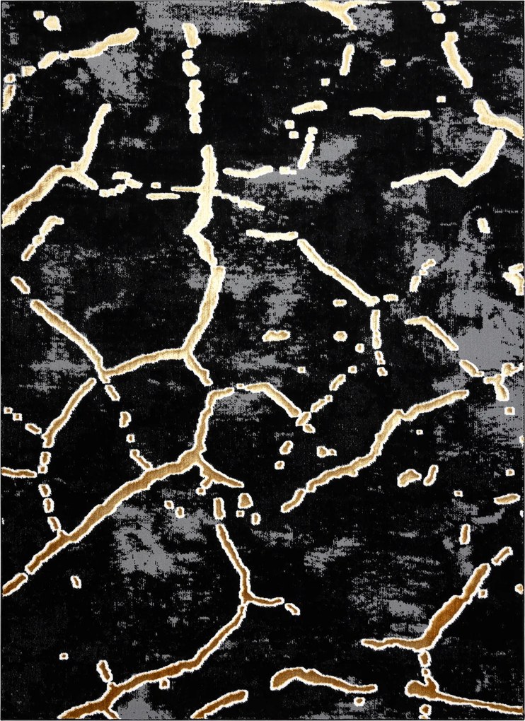 Dywany Łuszczów, Kusový koberec Allure 1967 black/gold, 120x170, černá, kancelář
