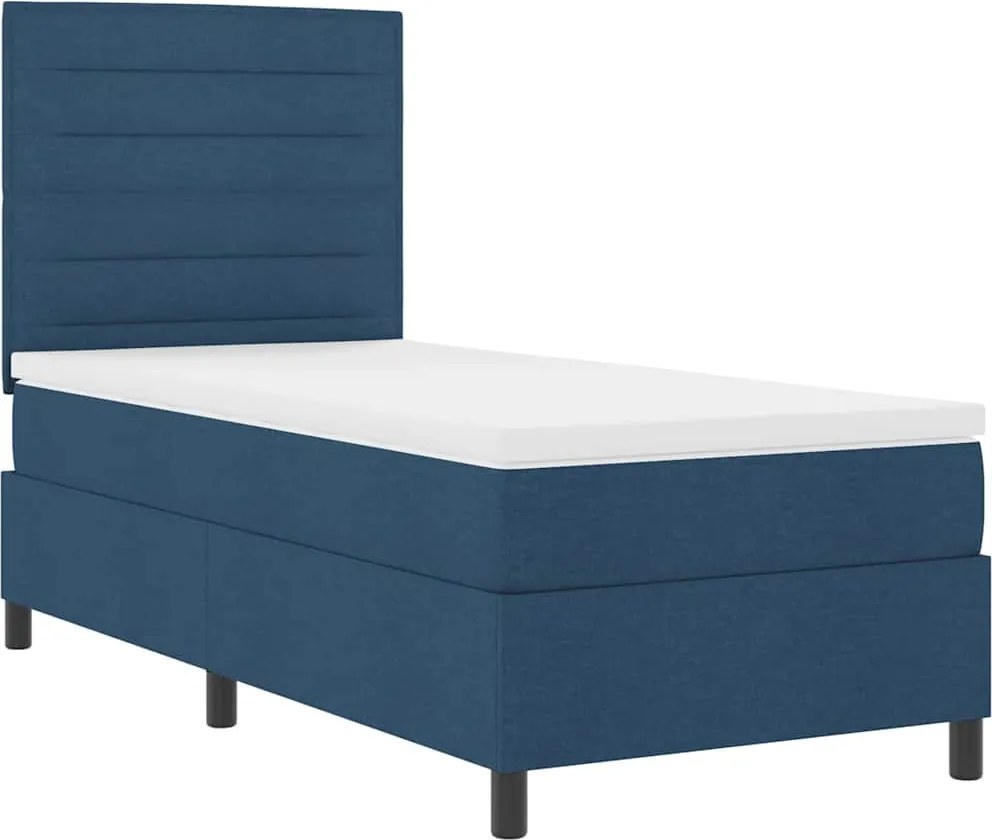 Postel s boxspringem s matrací s čelo Modrá 90 x 190 cm textil 3339279