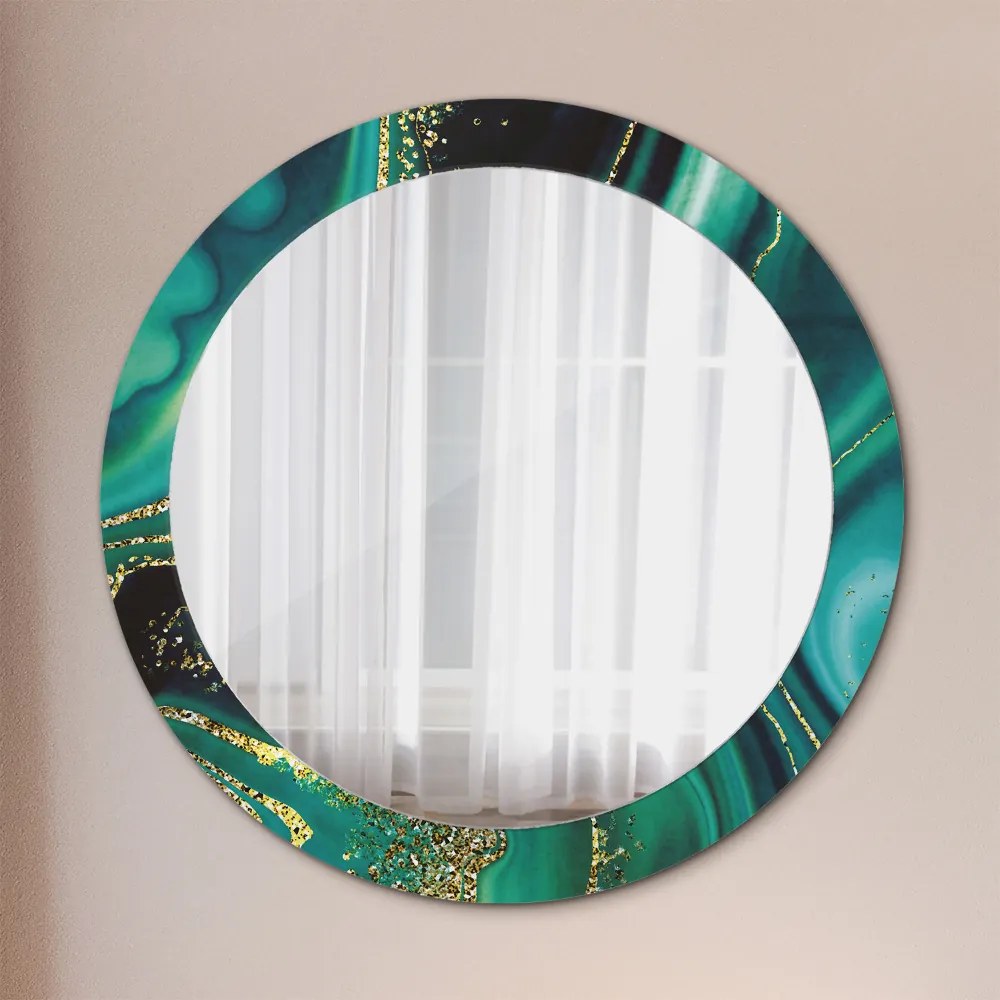 Kulaté dekorativní zrcadlo Emerald marble fi 80 cm