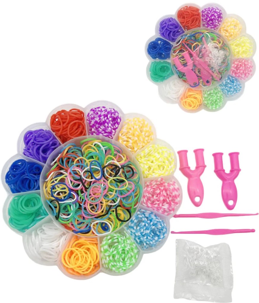 _Ostatní 1_ UDĚLEJ SI NÁRAMEK Gumičky LOOM BANDS 900ks set s doplňky květina j780