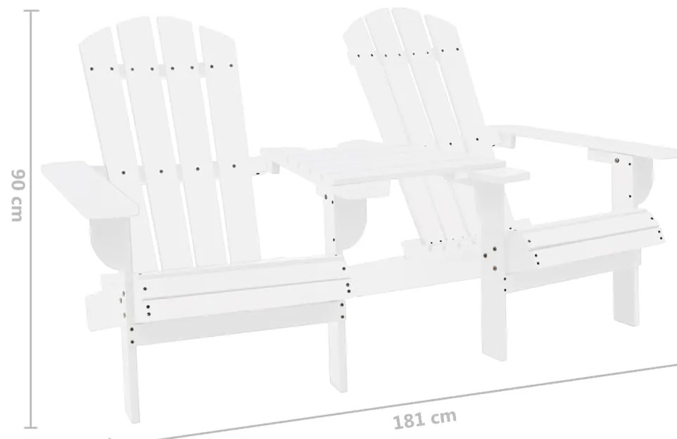 vidaXL Marketos Zahradní židle Adirondack s čajovým stolkem masivní jedle bílé