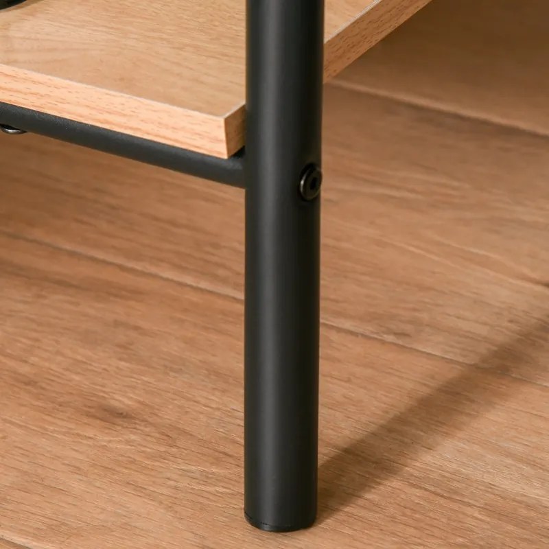 Věšák na šaty se 2 policemi, kov/přírodní dřevo, 149 cm 850-096