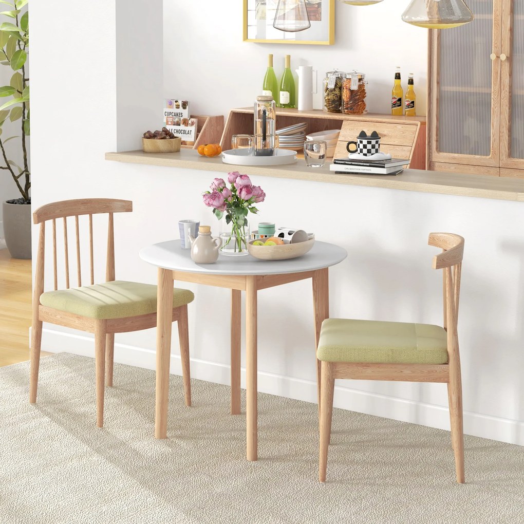 HOMCOM Jídelní stůl, kulatý kuchyňský stůl pro 2 osoby, jídelní stůl ve venkovském stylu, do obývacího pokoje, masiv, Ø75 x 76 cm, bílý