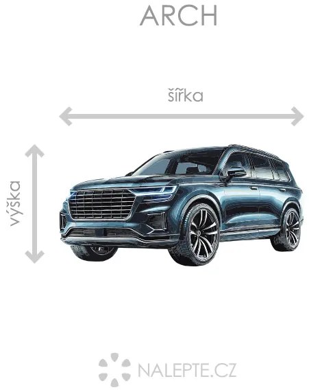 Auto modré SUV textilní přelepitelná samolepka na zeď arch 47 x 24 cm