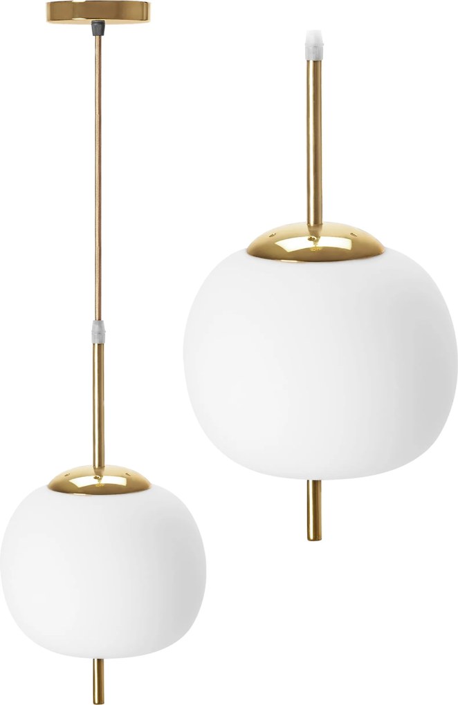 Toolight - skleněná závěsná stropní lampa APP669-1CP, zlatá, OSW-00094