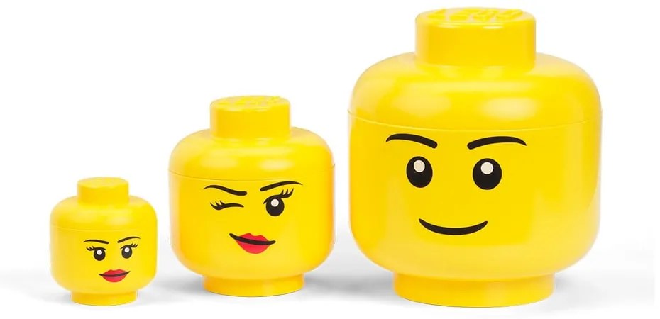 Žlutý úložný box ve tvaru hlavy LEGO® Winky, ⌀ 24,2 cm