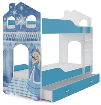 Patrová postel DOMINIK DOMEK 2 s úložným prostorem, 160x80 cm, Ledové království