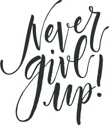 Samolepka Never give up