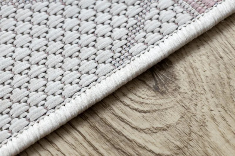 Dywany Łuszczów, Kusový koberec Sion Sisal Triangles B3006A ecru/pink – na ven i na doma, 140x190, růžová, chodba / předsíň