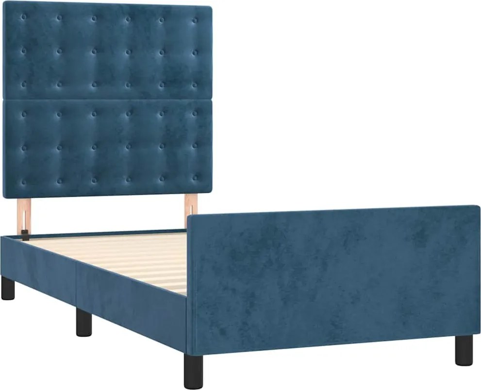 Rám postele bez matrace tmavě modrý 90x190 cm samet 3125975
