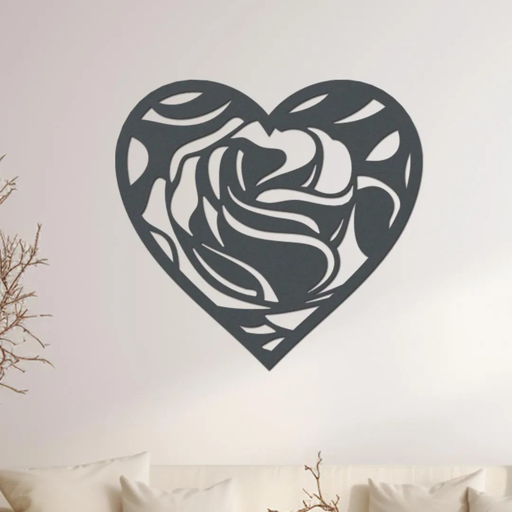 dřevo života Dřevěné srdce na zeď - LOVE Zvolte barvu dekoru: Antracitová, Rozměry (cm): 80x72