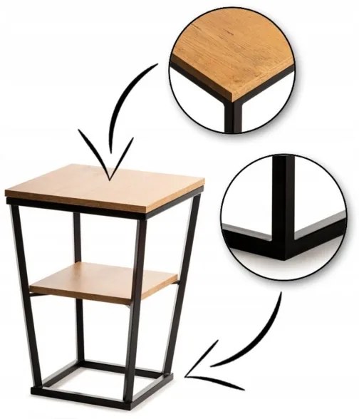 Odkládací stolek EXPAND 57x40 cm černá/hnědá