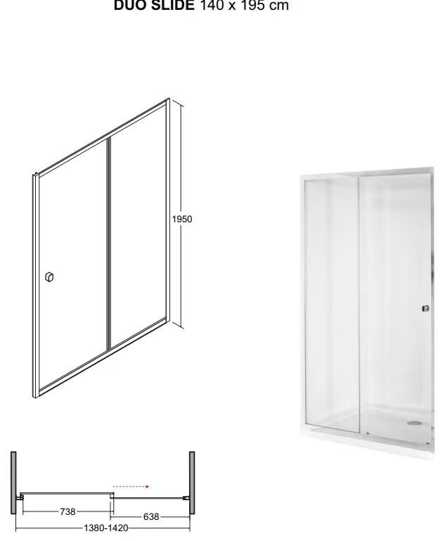 Besco Duo Slide transparent sprchové dveře Rozměr sprch.dveří: 140cm