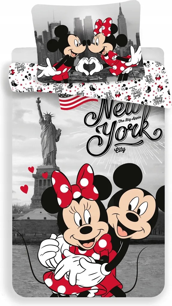 Povlečení 140x200 Myška Mini a Mickey New York Love povlečení 60x80