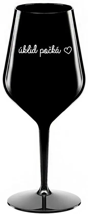 ÚKLID POČKÁ - černá nerozbitná sklenice na víno 470 ml