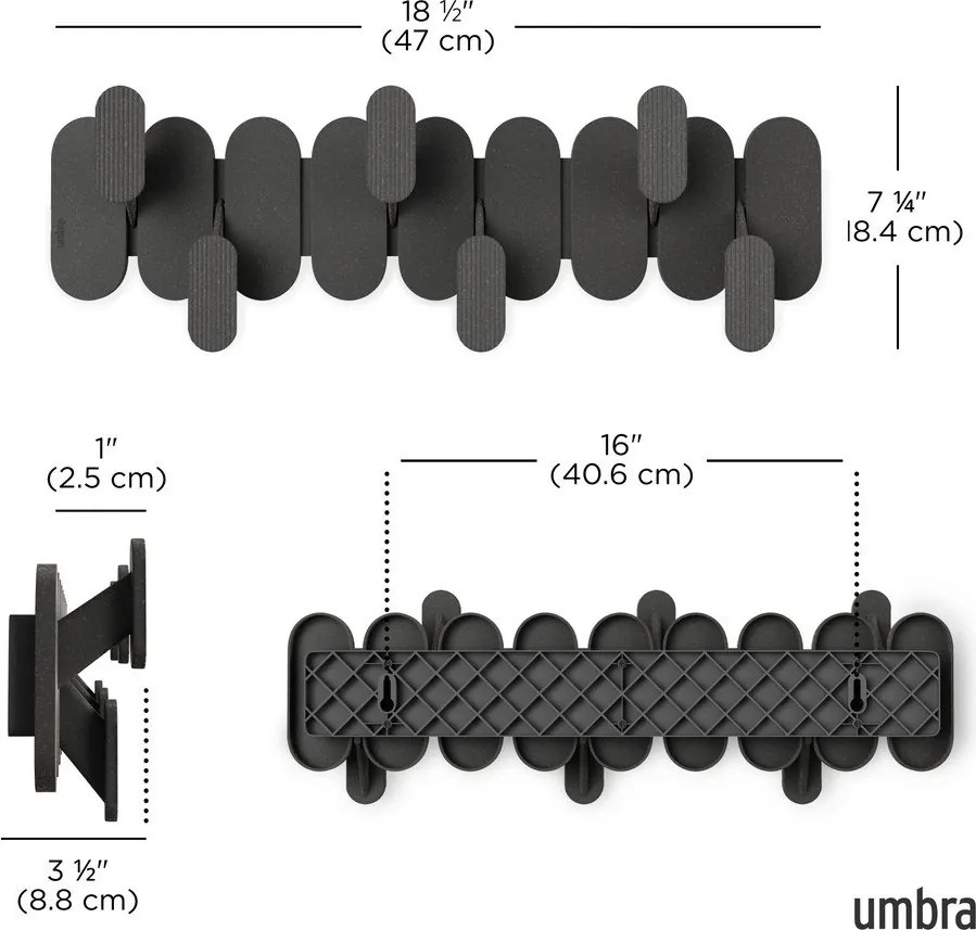 Matně černý ocelový nástěnný věšák 16 cm Tempo – Umbra