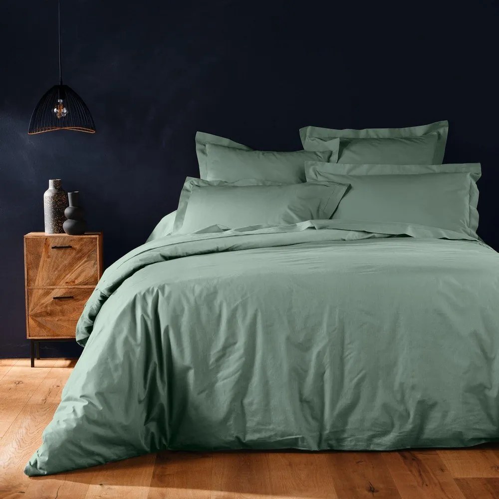 Zelený bavlněný povlak na peřinu na dvoulůžko/prodloužený 240x220 cm Lina – douceur d'intérieur