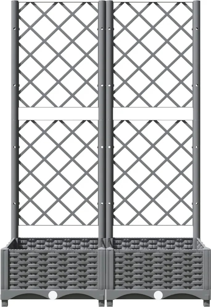 Zahradní truhlík s treláží světle šedý 80 x 40 x 121,5 cm PP 153271