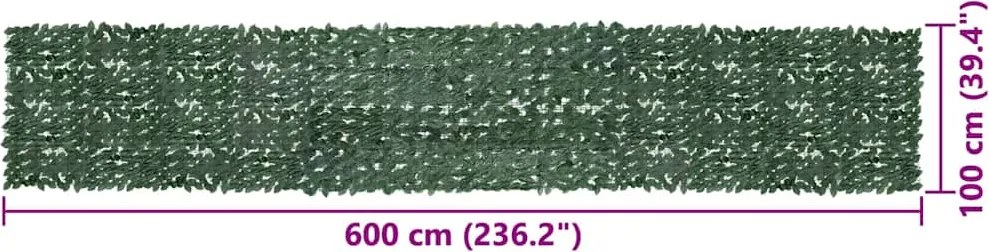 Balkónová zástěna s tmavě zelenými listy 600 x 100 cm 315490