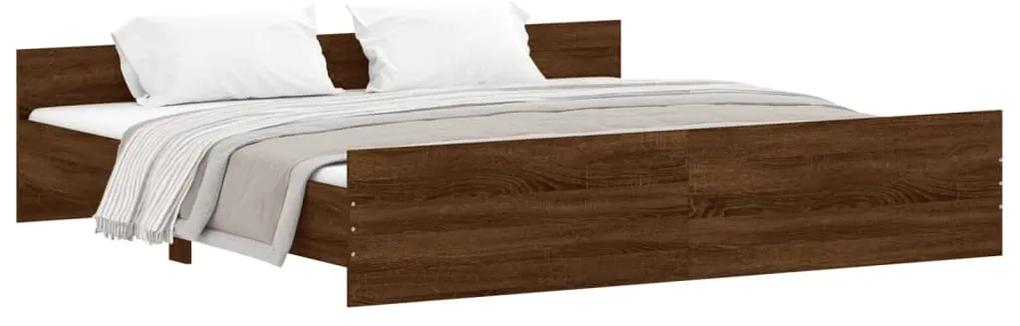 vidaXL Rám postele s hlavovým a nožním čelem hnědý dub 200 x 200 cm