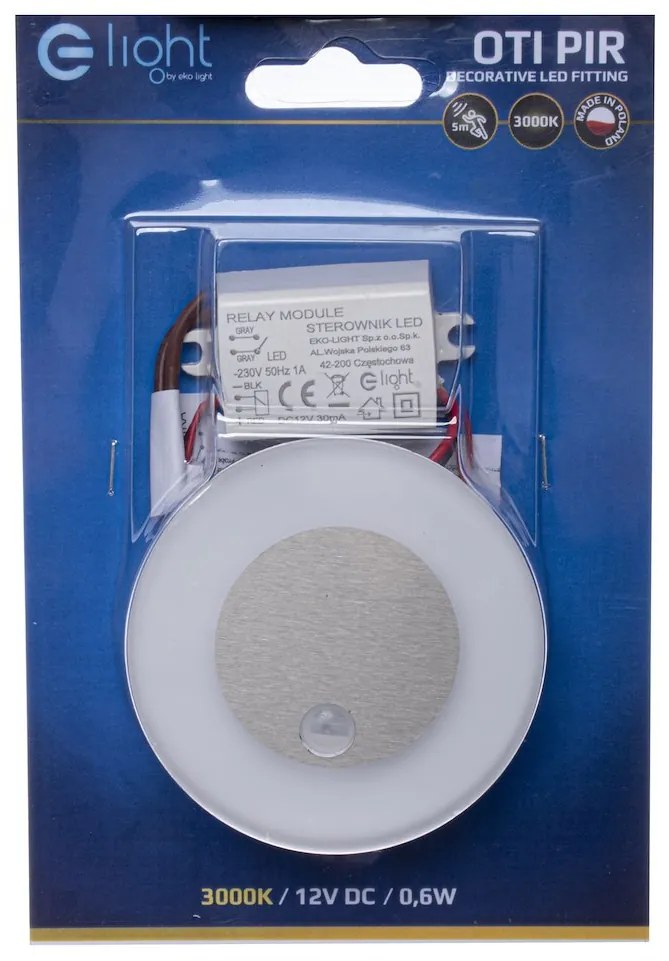 Schodišťové LED svítidlo Oti, 1x LED 0,6w, 3000k, s, pohybový senzor