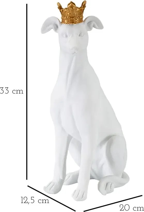 Dekorativní soška Dog 33 cm bílá