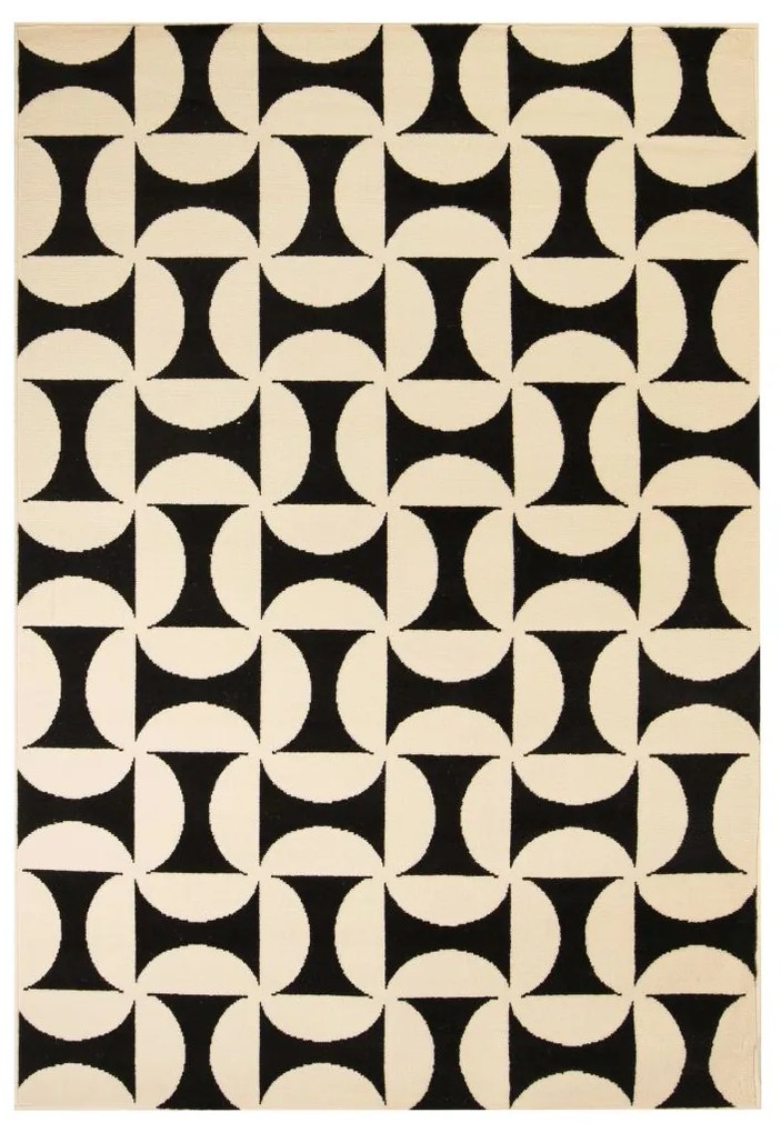 133033 vidaXL Moderní koberec s geometrickým vzorem 120 x 170 cm béžovo-černý