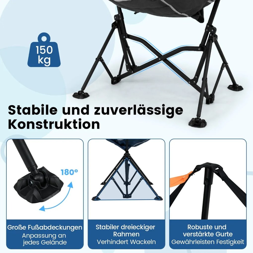 Costway Skládací kempingová židle s nastavitelným opěradlem a držákem nápojů
