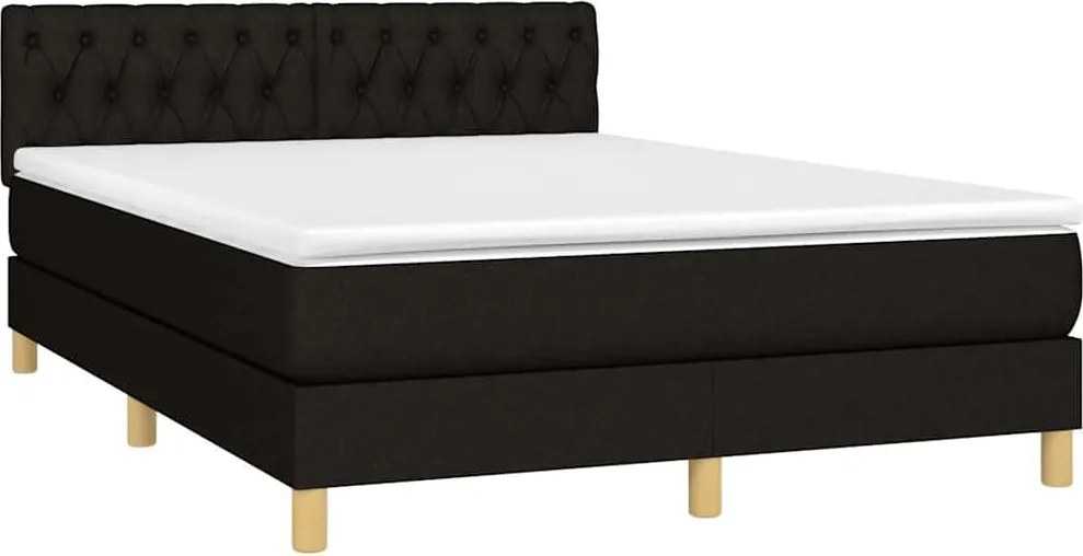 Box spring postel s matrací a LED černá 140x190 cm textil 3133951
