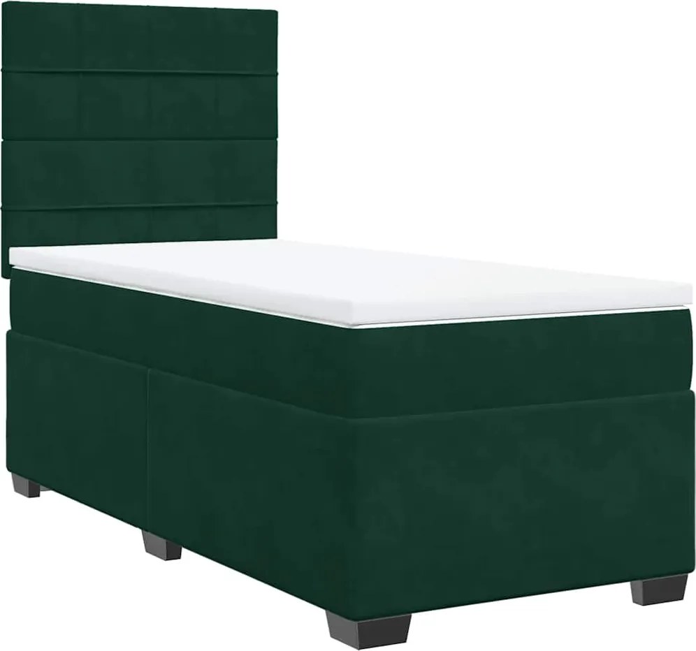Box spring postel s matrací tmavě zelená 90x200 cm samet 3290813