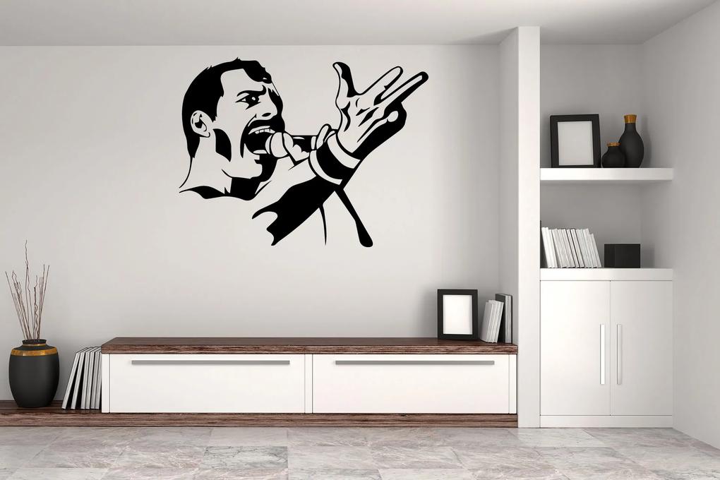 Lepy.cz Samolepka na zeď Freddie Mercury Velikost (šířka x výška): 39x30cm, Barevná varianta: Bílá