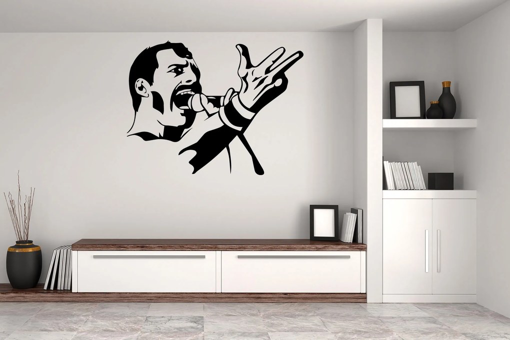 Lepy.cz Samolepka na zeď Freddie Mercury Velikost (šířka x výška): 39x30cm, Barevná varianta: Černá