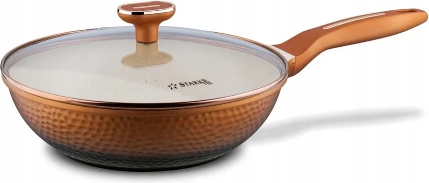 Wok na indukci Hluboká pánev s víkem Copper 28 cm
