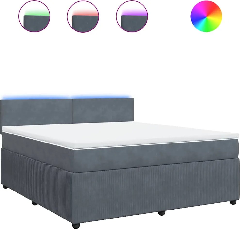 Box spring postel s matrací tmavě šedá 180x200 cm samet 3290101