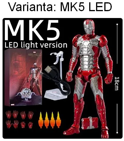 Svítící akční figurky Marvel - Iron Man Varianta: MK 5 LED