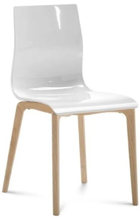 Jídelní židle Gel-L podnož bílý mat, sedák oranžový plast