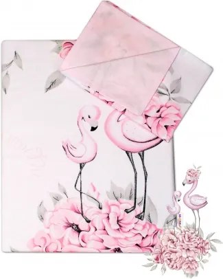 2-dílné bavlněné povlečení Baby Nellys, Plameňák růžový, 135 x 100