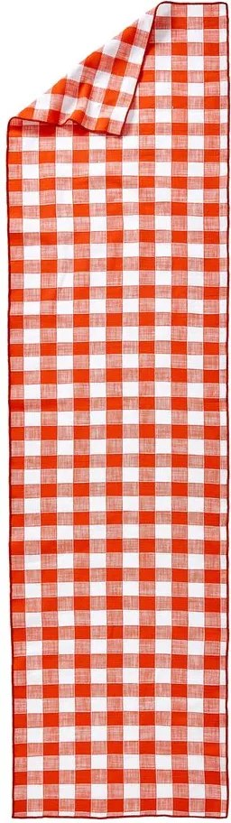 MEDLEY Běhoun na stůl kostka 40 x 160 cm - oranžová/bílá