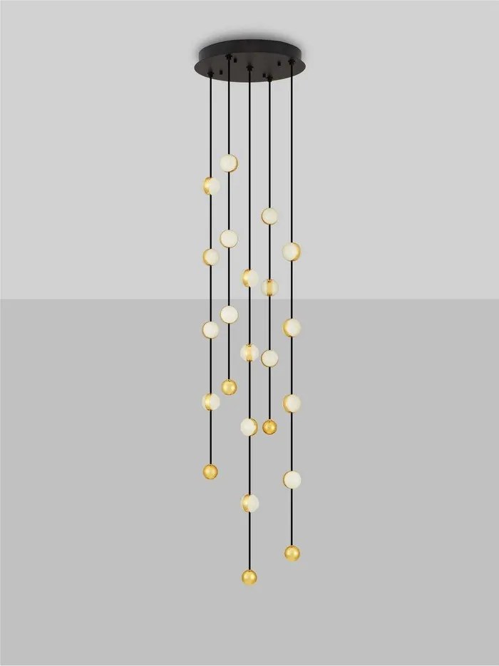 Matně černé hliníkové LED stmívatelné závěsné svítidlo se stínidlem z akrylového skla ø 38 cm Alcinoe – Nova Luce