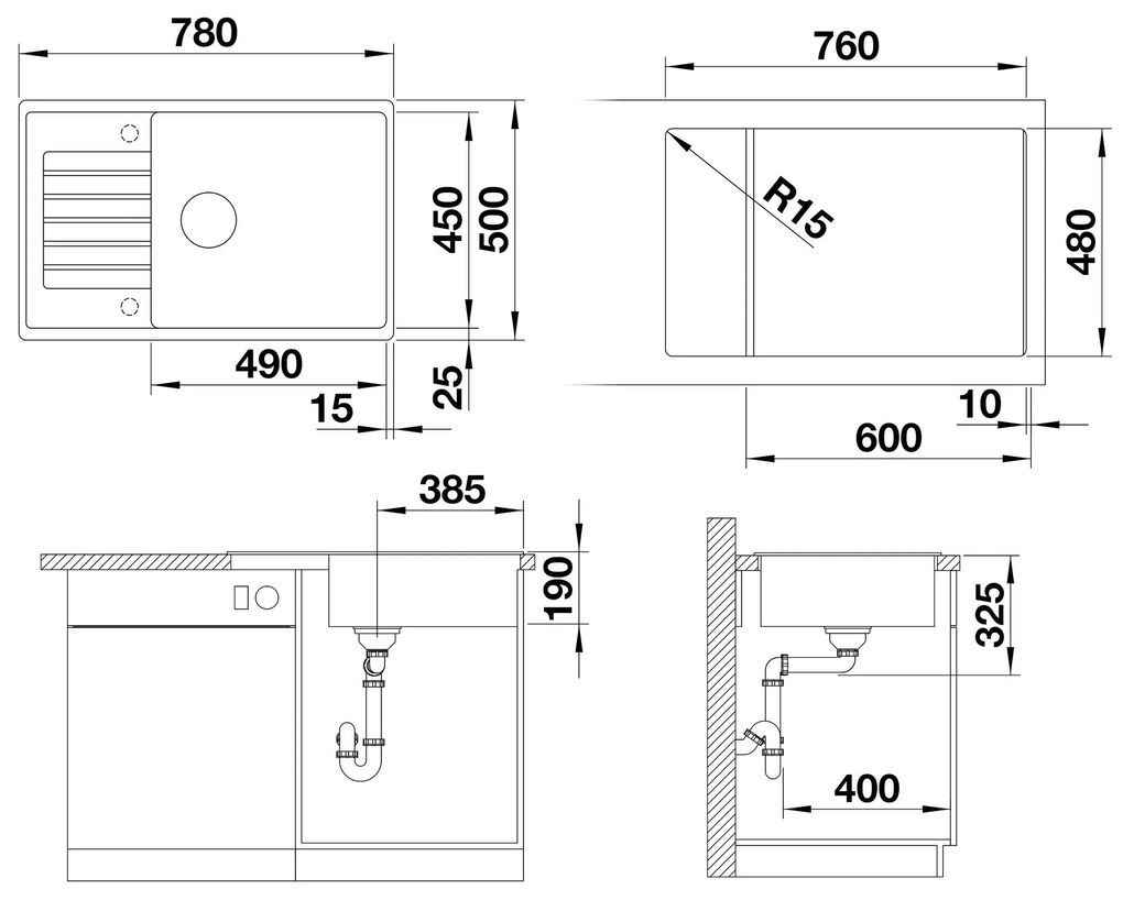 Blanco Zia XL 6 S Compact, silgranitový dřez 780x500x190 mm, 1-komorový, bílá, BLA-523277