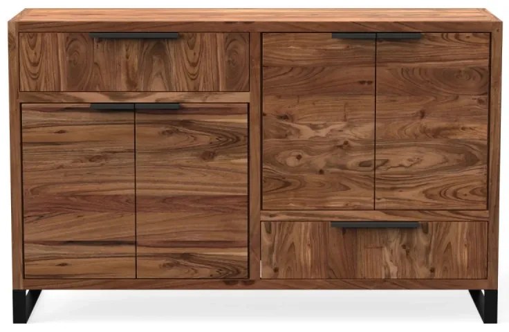 furniture-nabytek.cz - Masivní komoda Sidora z akáciového dřeva, lakovaná, hnědá – 126×45×84 cm