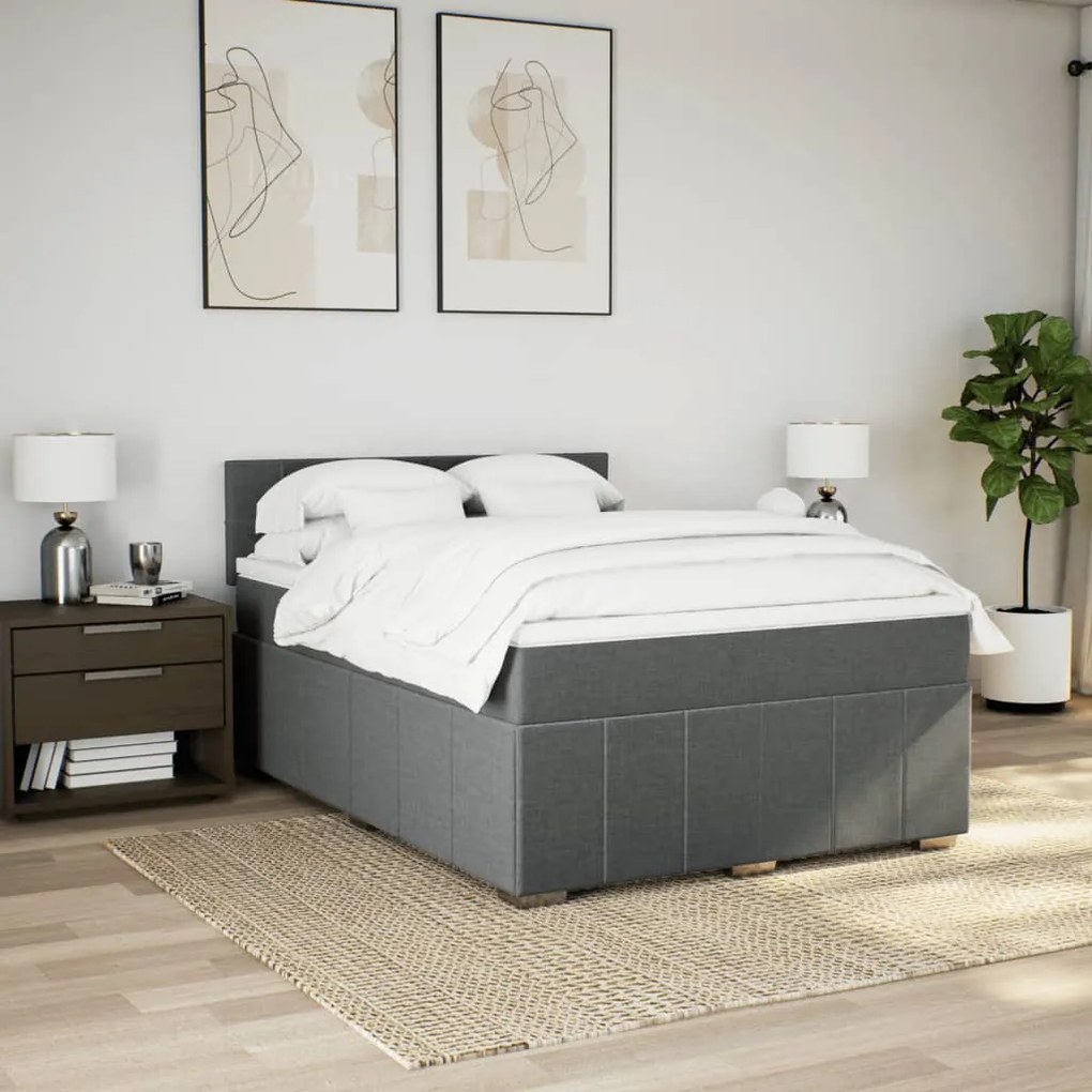 Box spring postel s matrací tmavě šedý 140 x 190 cm textil 3289364