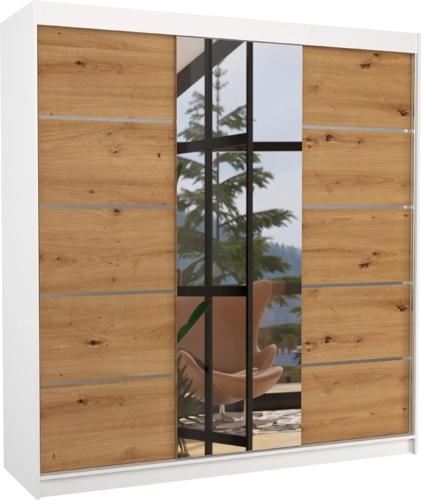 ADRK Furniture Posuvná skříň se zrcadlem BERGEN 200 ADRK-SW-BER-WART-200