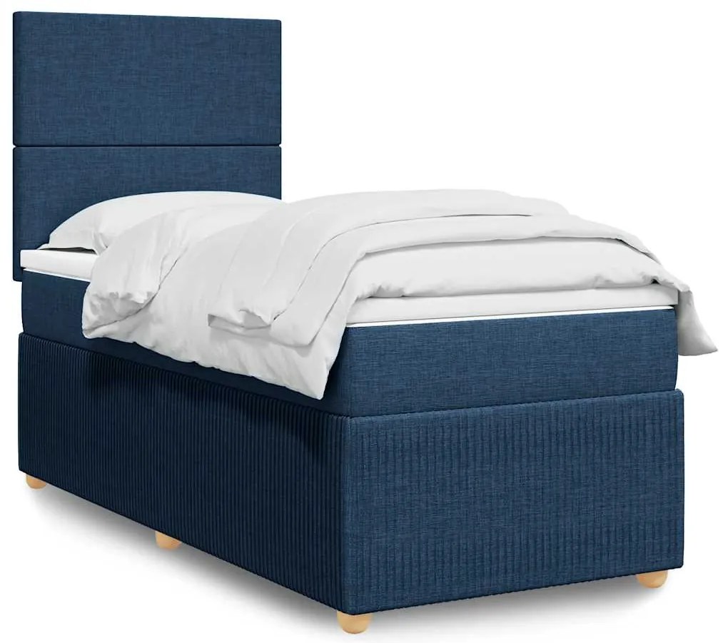 Box spring postel s matrací modrá 80x200 cm textil 3294182