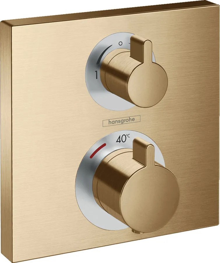 Hansgrohe Ecostat Square, termostatická baterie pod omítku na 2 spotřebiče, kartáčovaný bronz 15714140