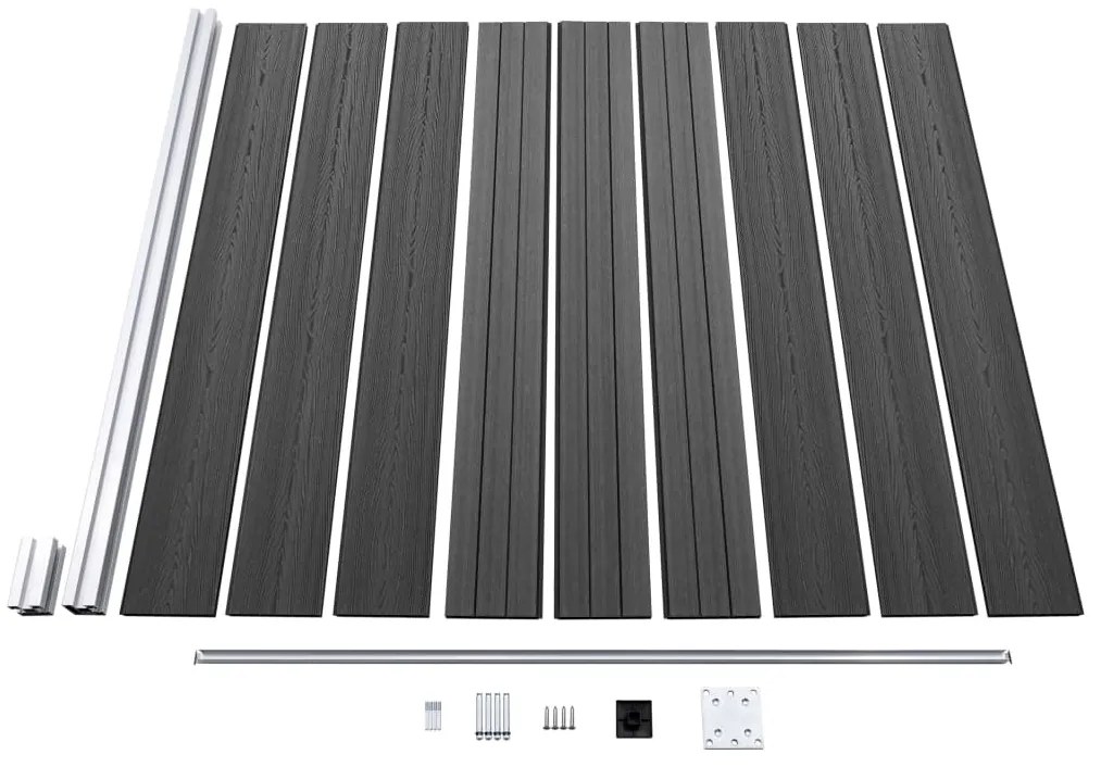 vidaXL Marketos Set plotových dílců WPC 699 x 186 cm černý